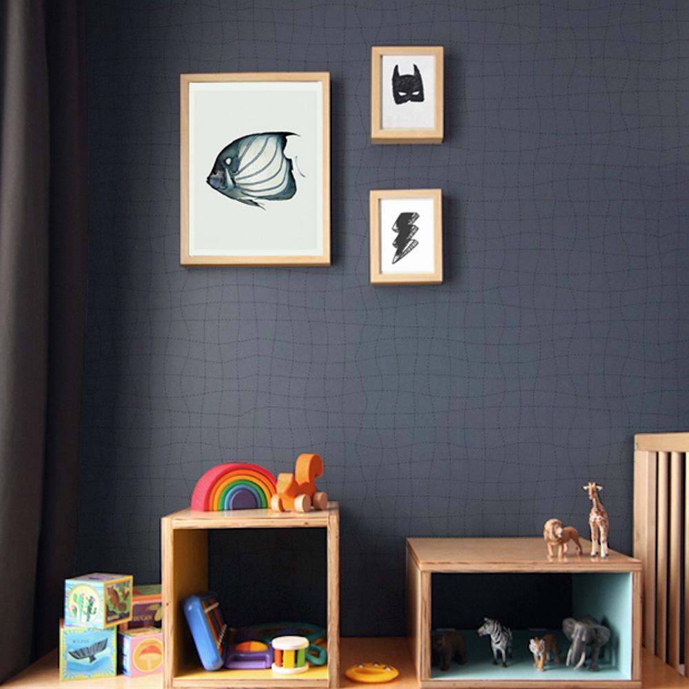 Dashed Hatch in Navy – Stories For Walls UAE