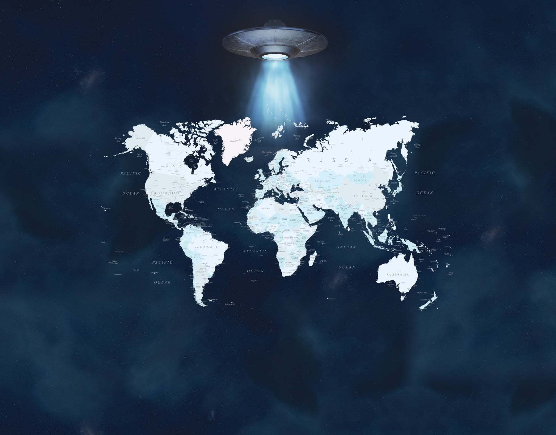 World Map - Alien Abduction – Stories For Walls UAE