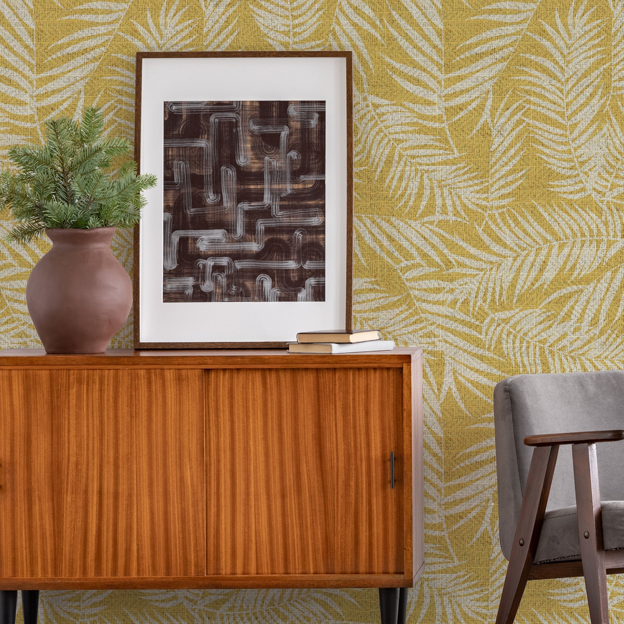 Golden Fronds on Flax – Stories For Walls UAE